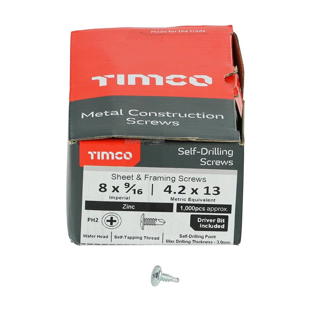 TIMCO Self-Drilling Wafer Head Silver Screws | STICK 2